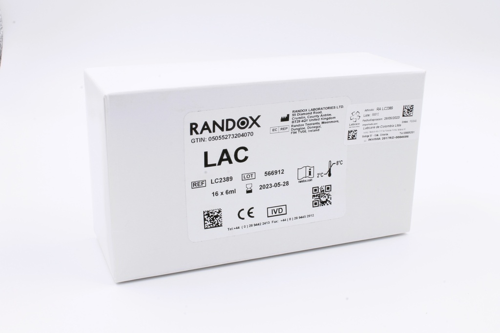 Reactivo para Lactato. Randox (UK). | Labcare de Colombia S.A.S