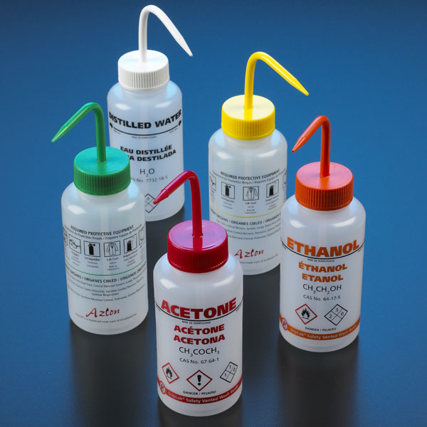 Set de 5 botellas de lavado, 500mL - Contiene 1 botella para Acetona ...